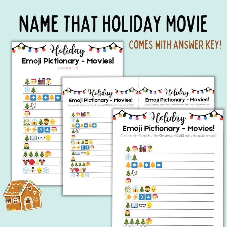 Holiday Emoji Pictionary | Printable Game | Holiday Movies + Songs | 2 ...