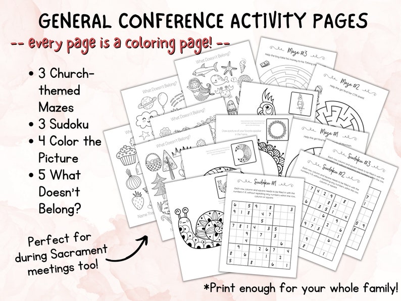 General Conference April 2026 Activities for Kids | Coloring Page Pack ...