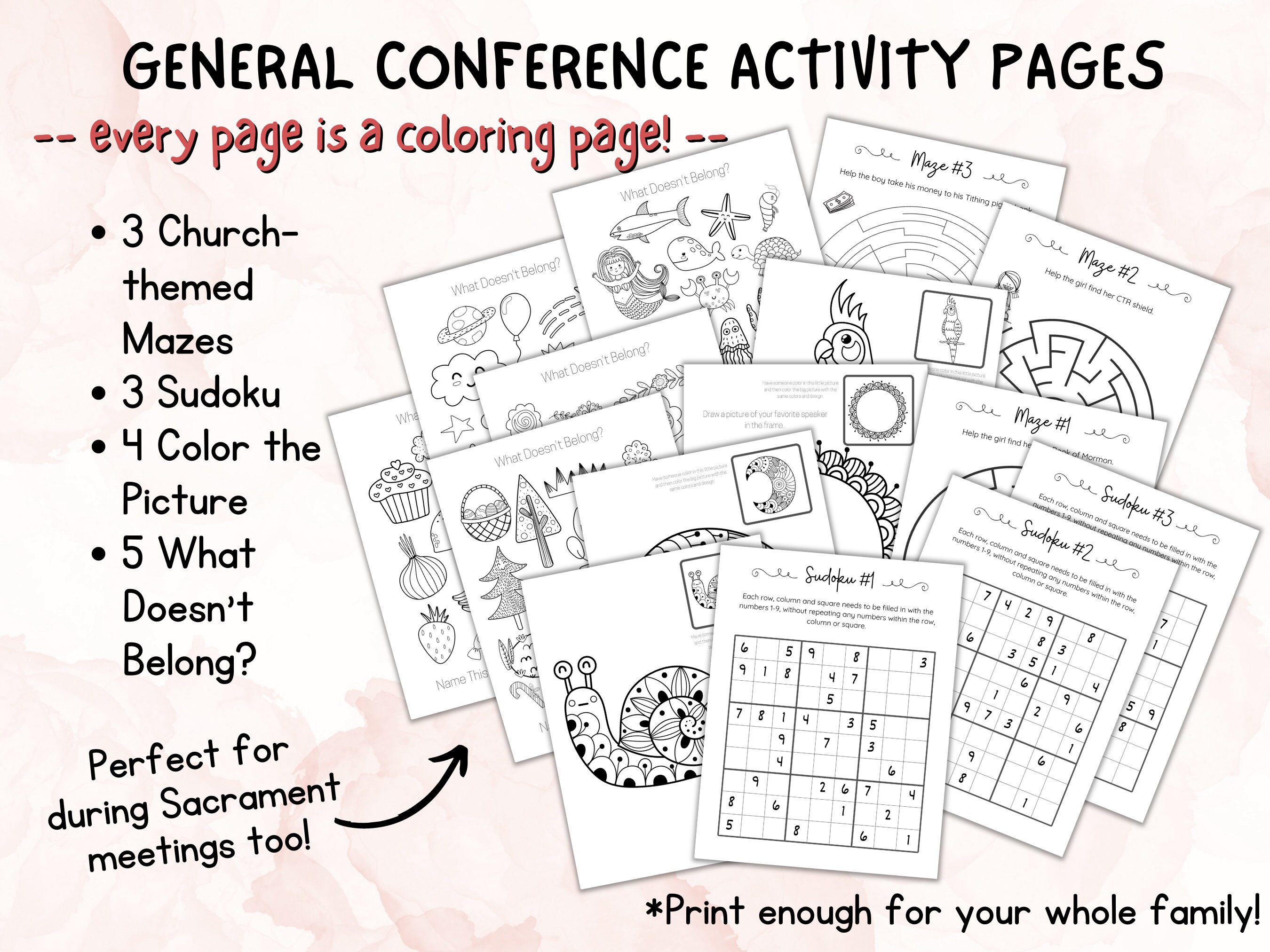 General Conference April 2026 Activities for Kids | Coloring Page Pack ...