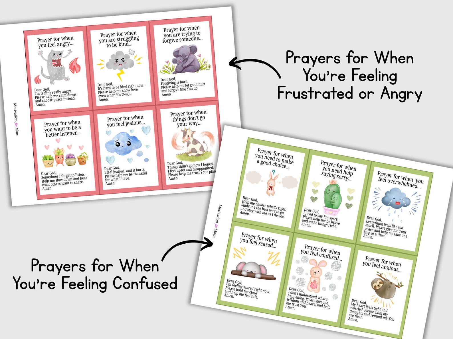 Printable Prayer Cards for Kids | 30 Emotions-based Christian Prayers ...