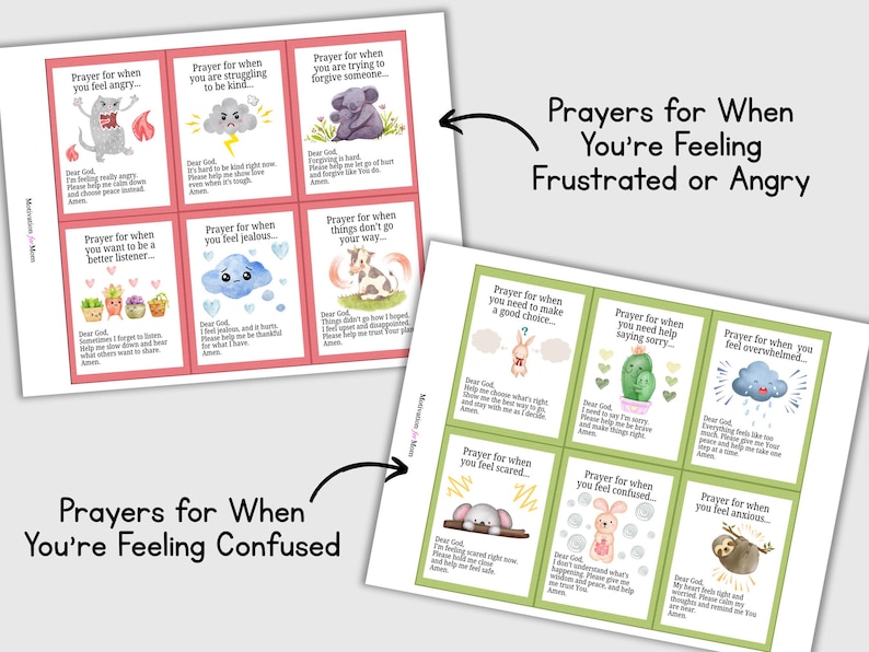 Printable Prayer Cards for Kids | 30 Emotions-based Christian Prayers ...