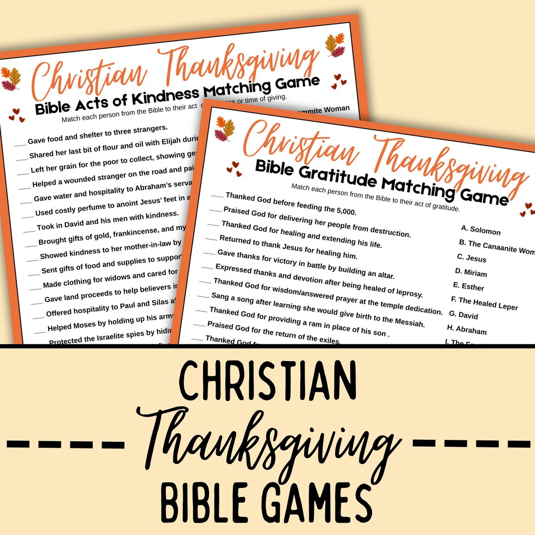 Printable Christian Thanksgiving Games - Bible Gratitude Matching ...