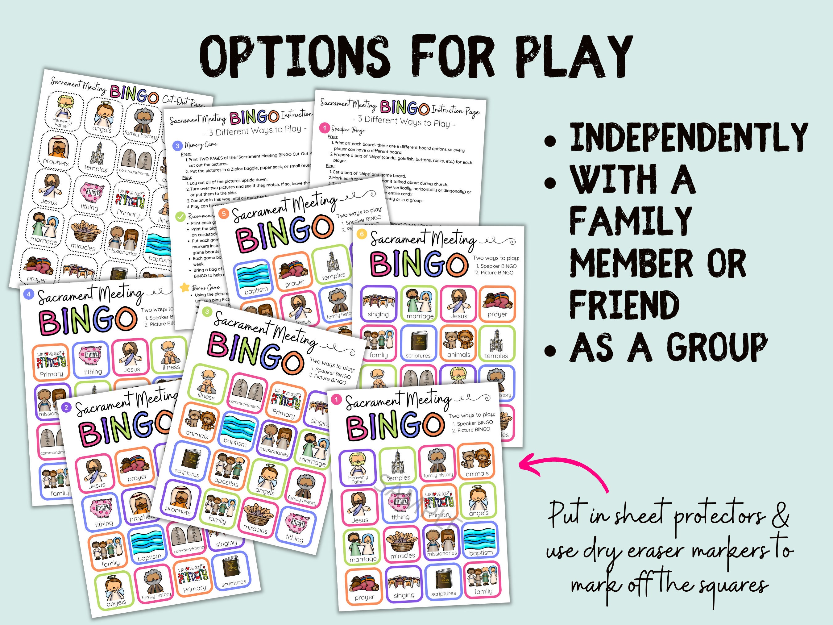 Sacrament Games | BINGO | LDS Games for Kids | Printable Church Bingo ...