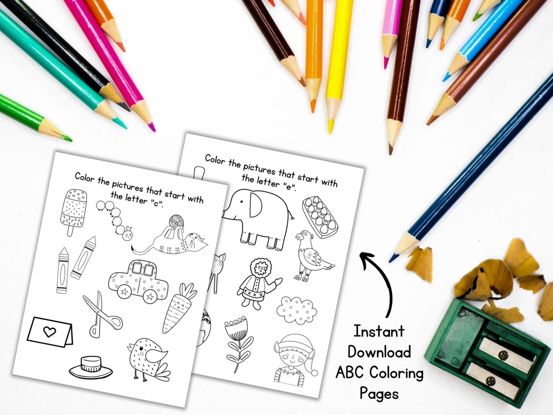 ABC Coloring Pages for Kids ABC Practice Worksheets - Etsy