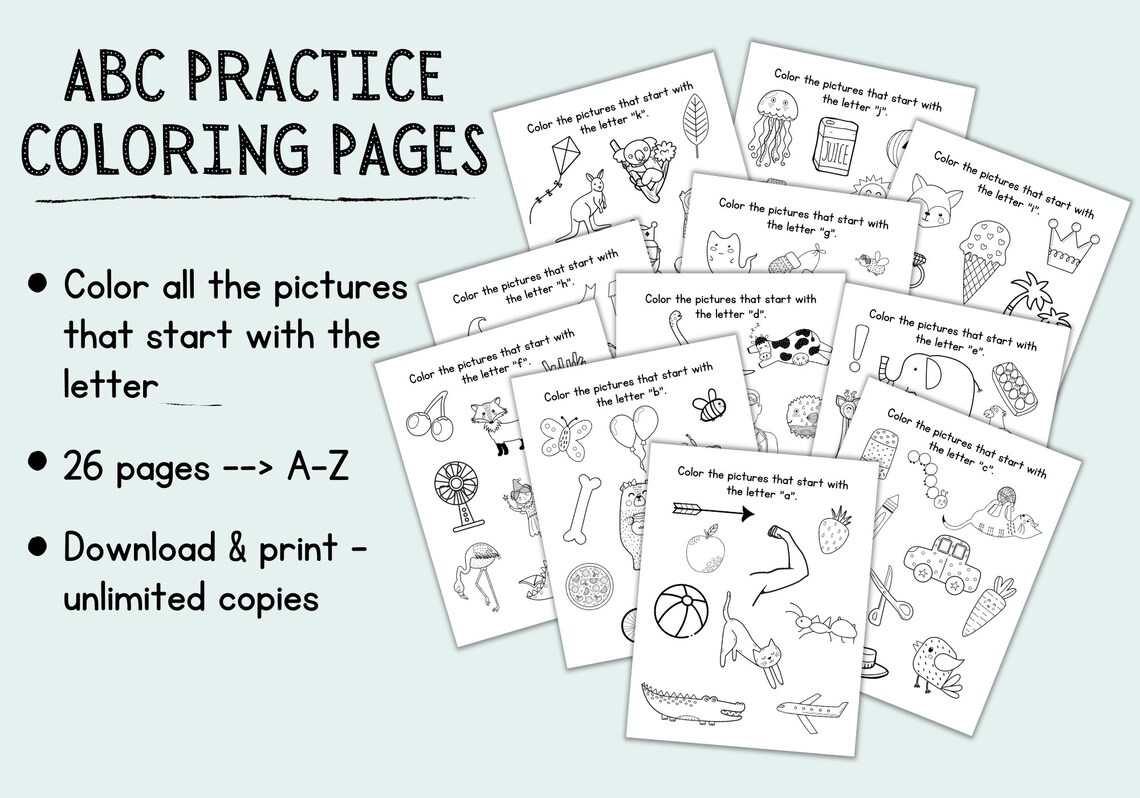 ABC Coloring Pages for Kids ABC Practice Worksheets Printable Coloring ...