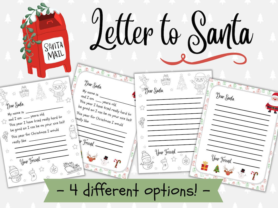 Kids Letter to Santa Bundle Printable Kids Christmas Letter - Etsy