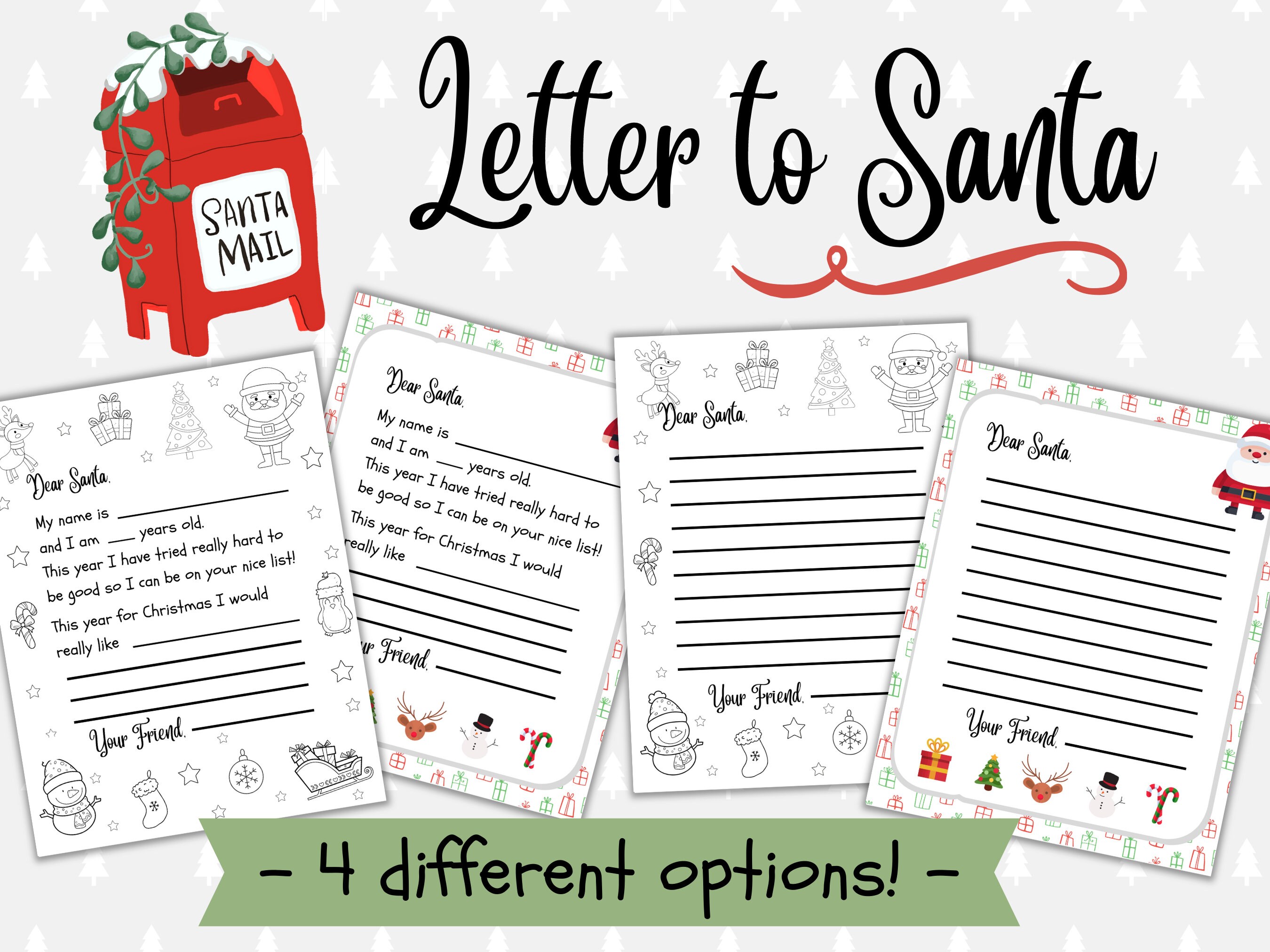 Kids Letter to Santa Bundle Printable Kids Christmas Letter to Santa ...