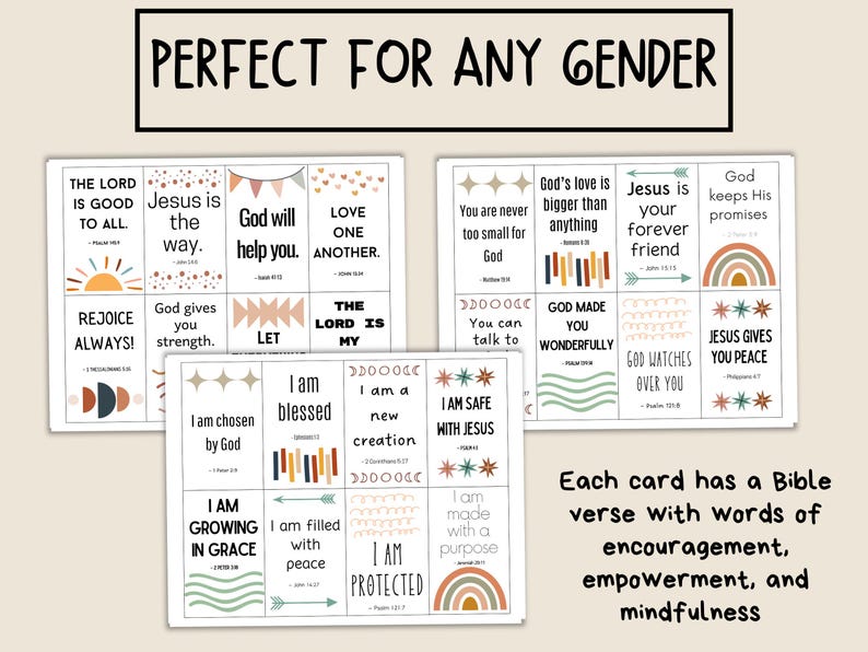 Printable Christian Affirmation Cards for Kids | 50+ Bible Verse Cards ...