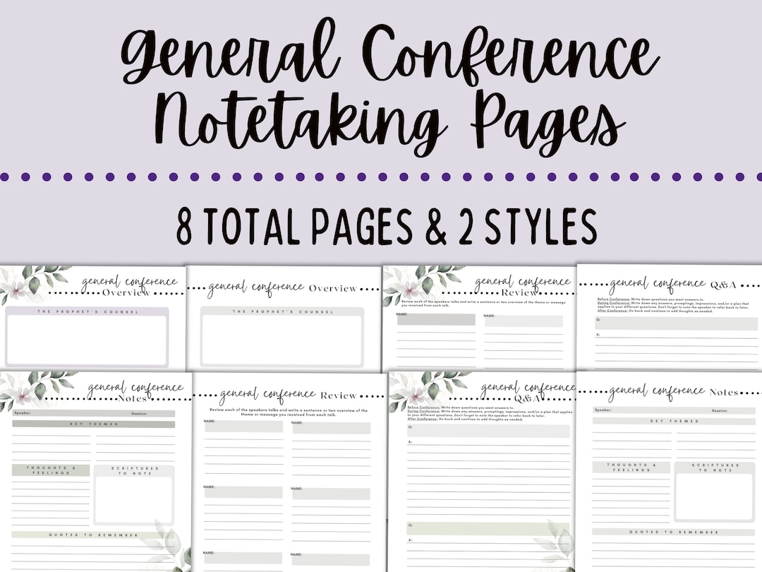 General Conference Adult Activity Pages | Notetaking Pages for Moms ...