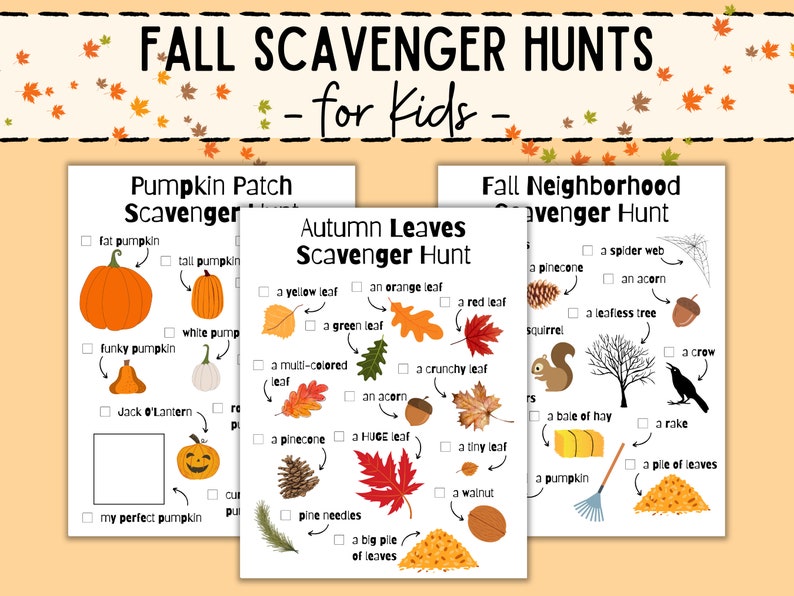 Fall Scavenger Hunt for Kids | Printable Pumpkin Patch Activity ...