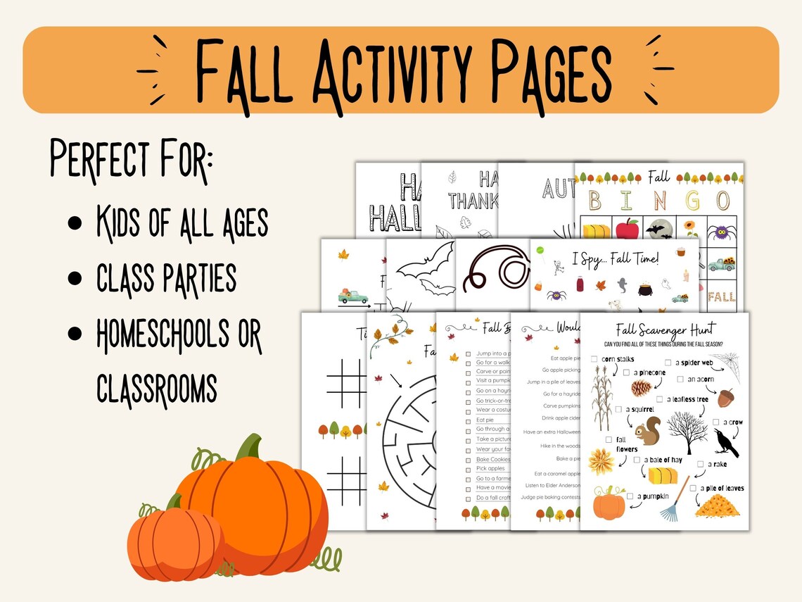 Fall Activity Pages for Kids | Printable Fall Activities | Fall ...