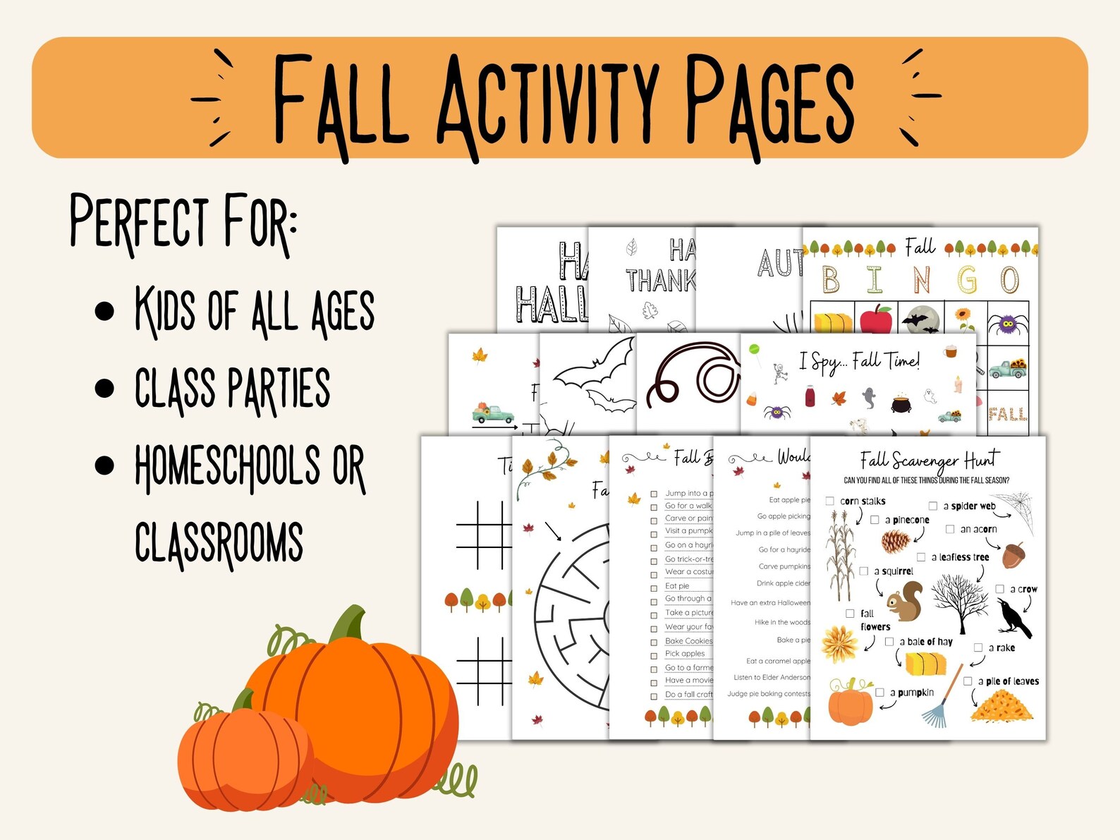 Fall Activity Pages for Kids | Printable Fall Activities | Fall ...