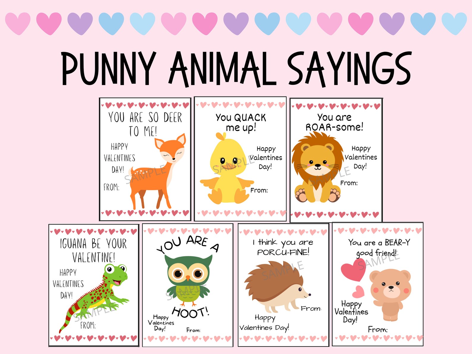 Cute Animal Valentines Day Cards | Printable Animal Valentines for Kids ...