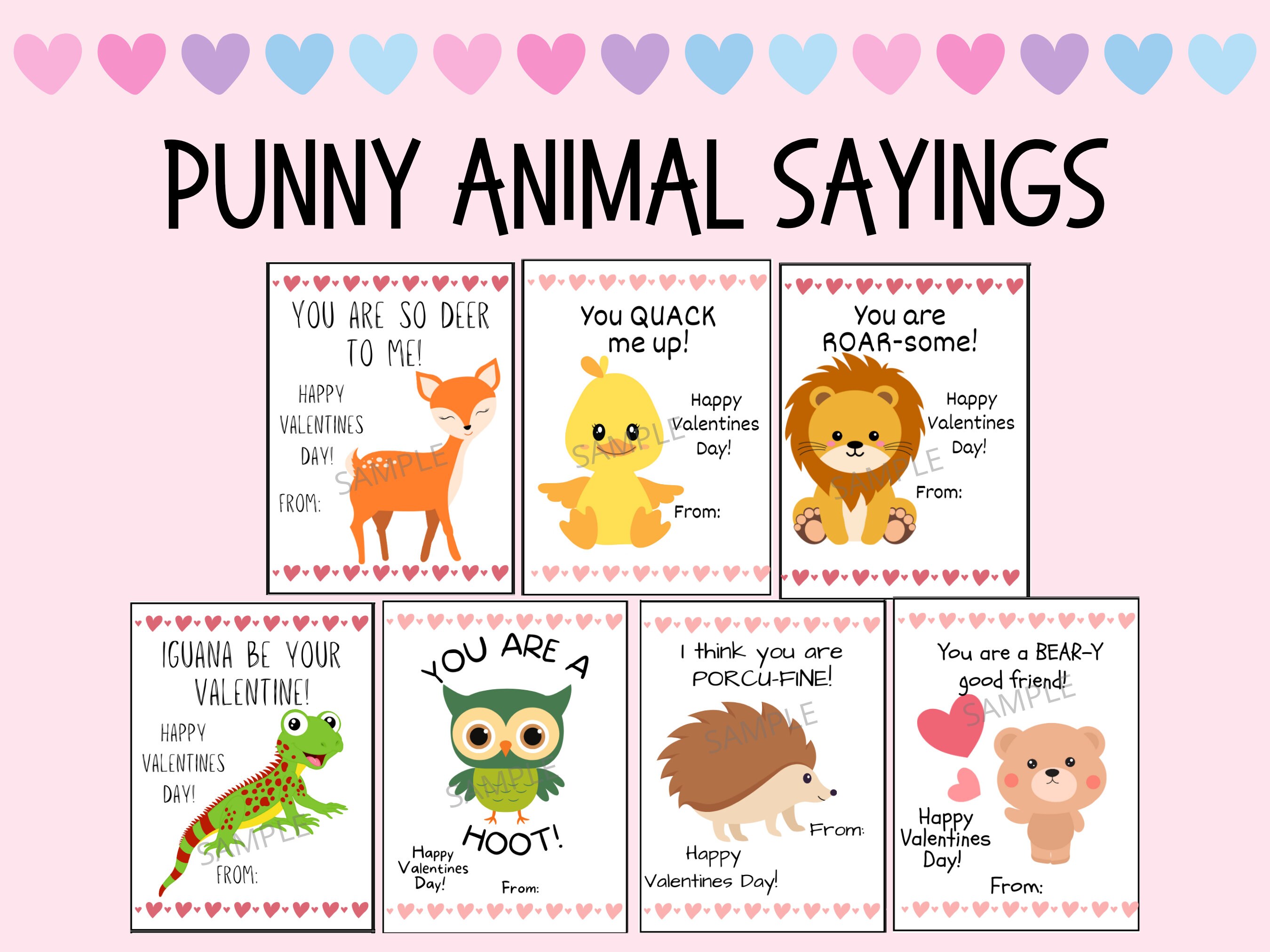 Cute Animal Valentines Day Cards | Printable Animal Valentines for Kids ...