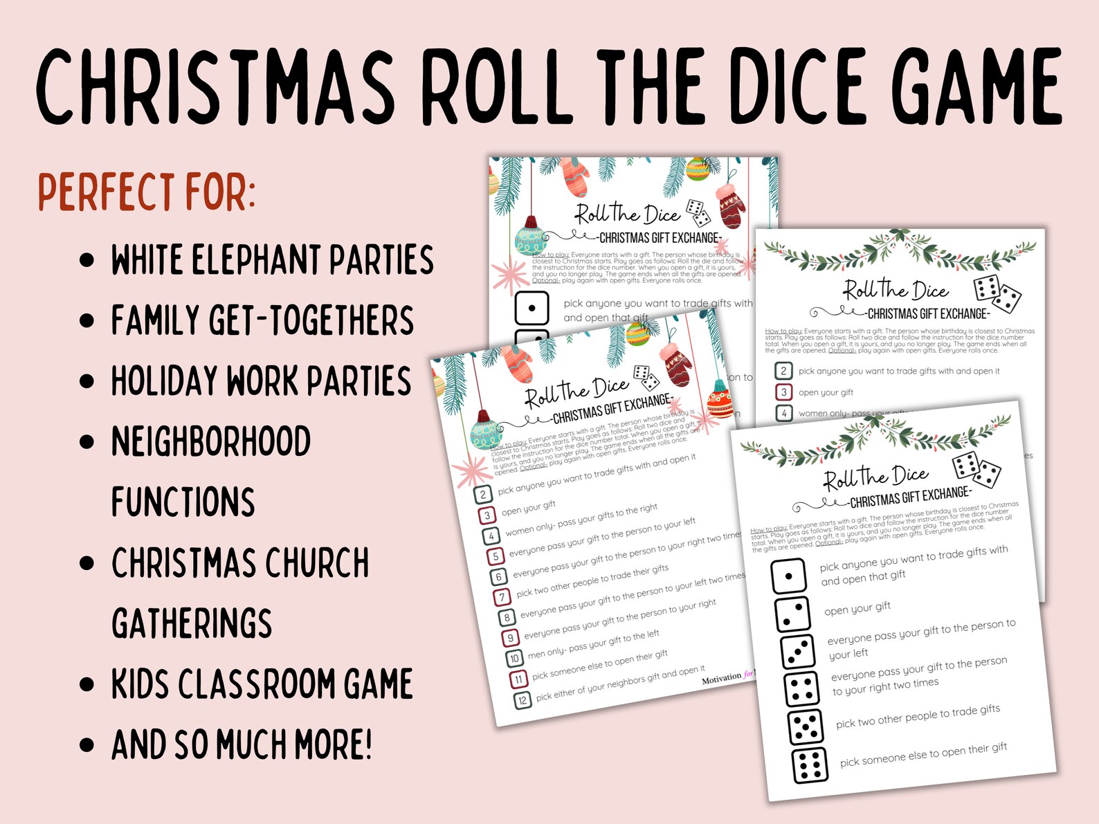 Gift Exchange Game | Dice Game for Christmas Parties | White Elephant ...