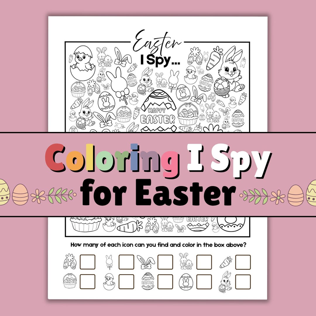 Easter I Spy Coloring Page Printable, Kids Easter Activity, I Spy Game ...