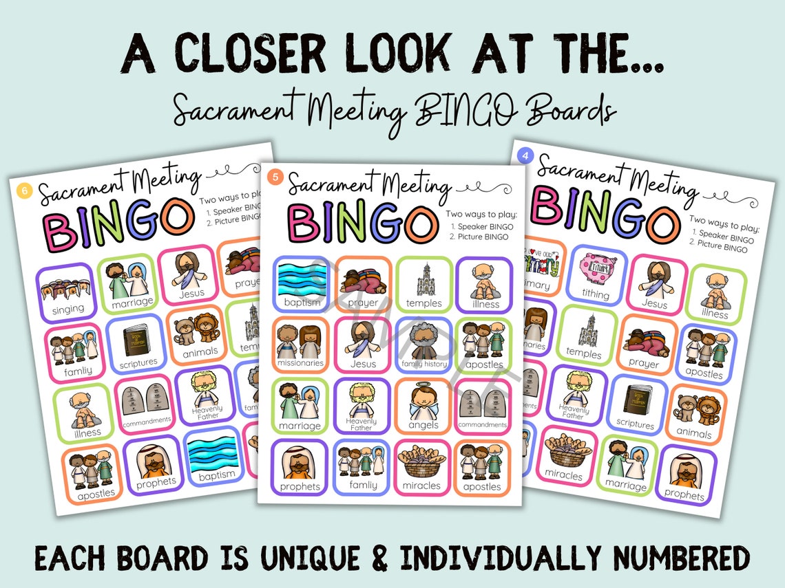 Sacrament Games | BINGO | LDS Games for Kids | Printable Church Bingo ...