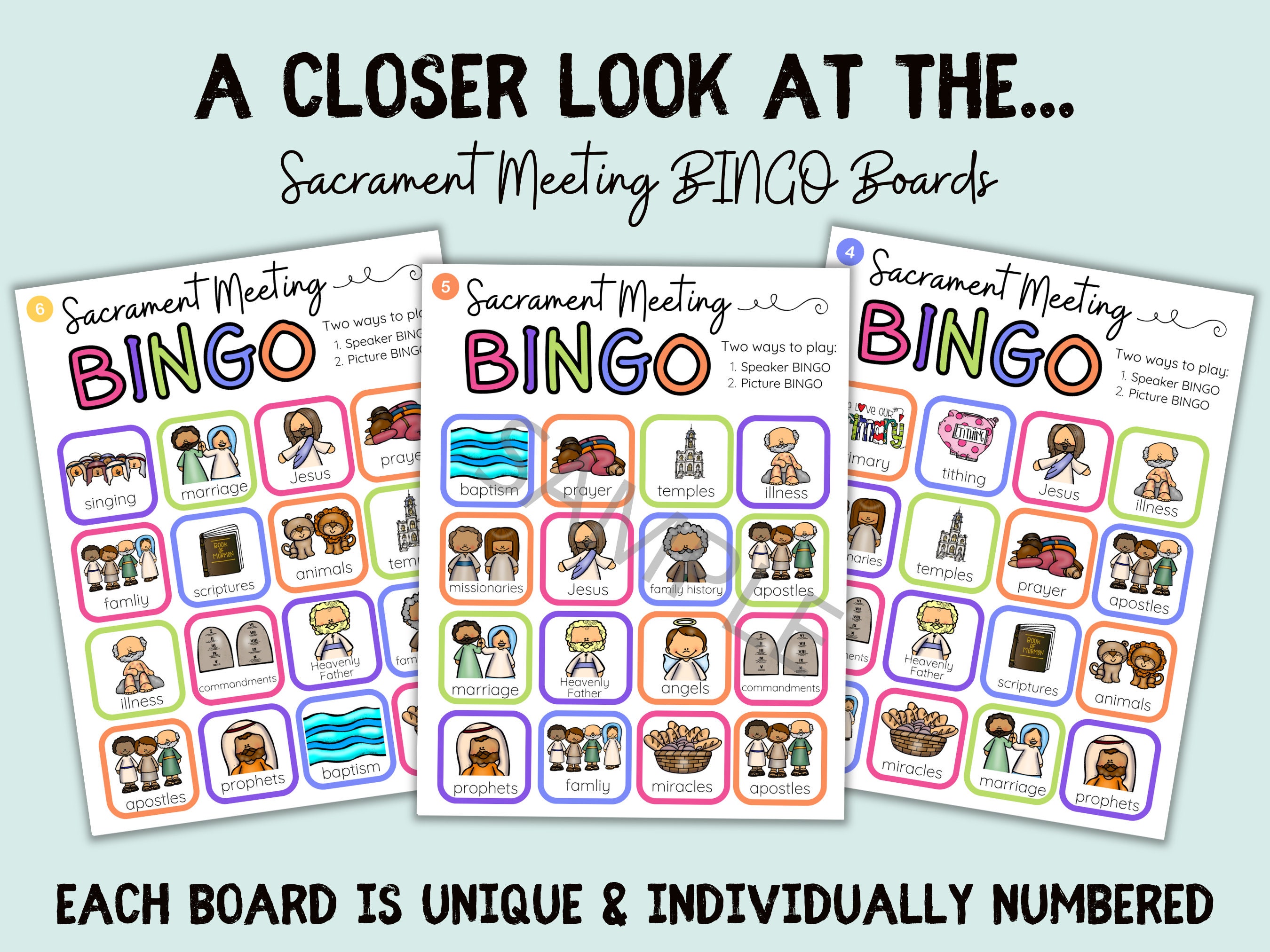 Sacrament Games | BINGO | LDS Games for Kids | Printable Church Bingo ...
