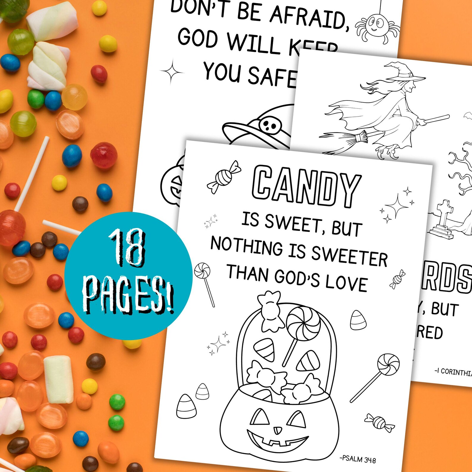 Christian Halloween Bible Verse Coloring Pages | Printable Scripture ...