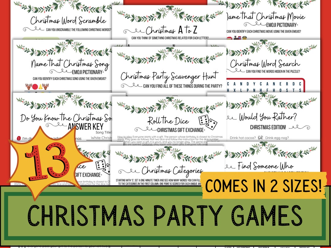 Christmas Party Games Bundle | Printable Holiday Games | Fun Adult ...