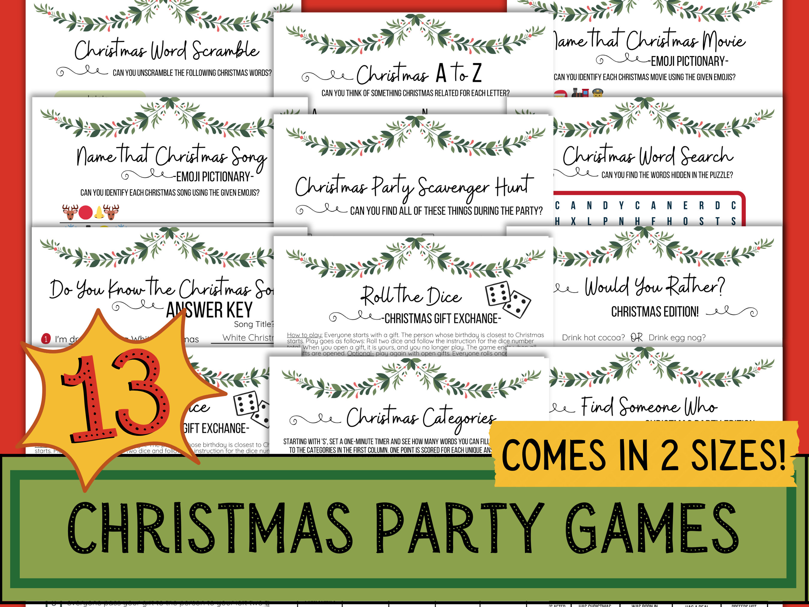 Christmas Party Games Bundle | Printable Holiday Games | Fun Adult ...