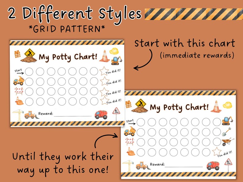 Printable Potty Training Chart Construction Themed | Toddler Potty ...