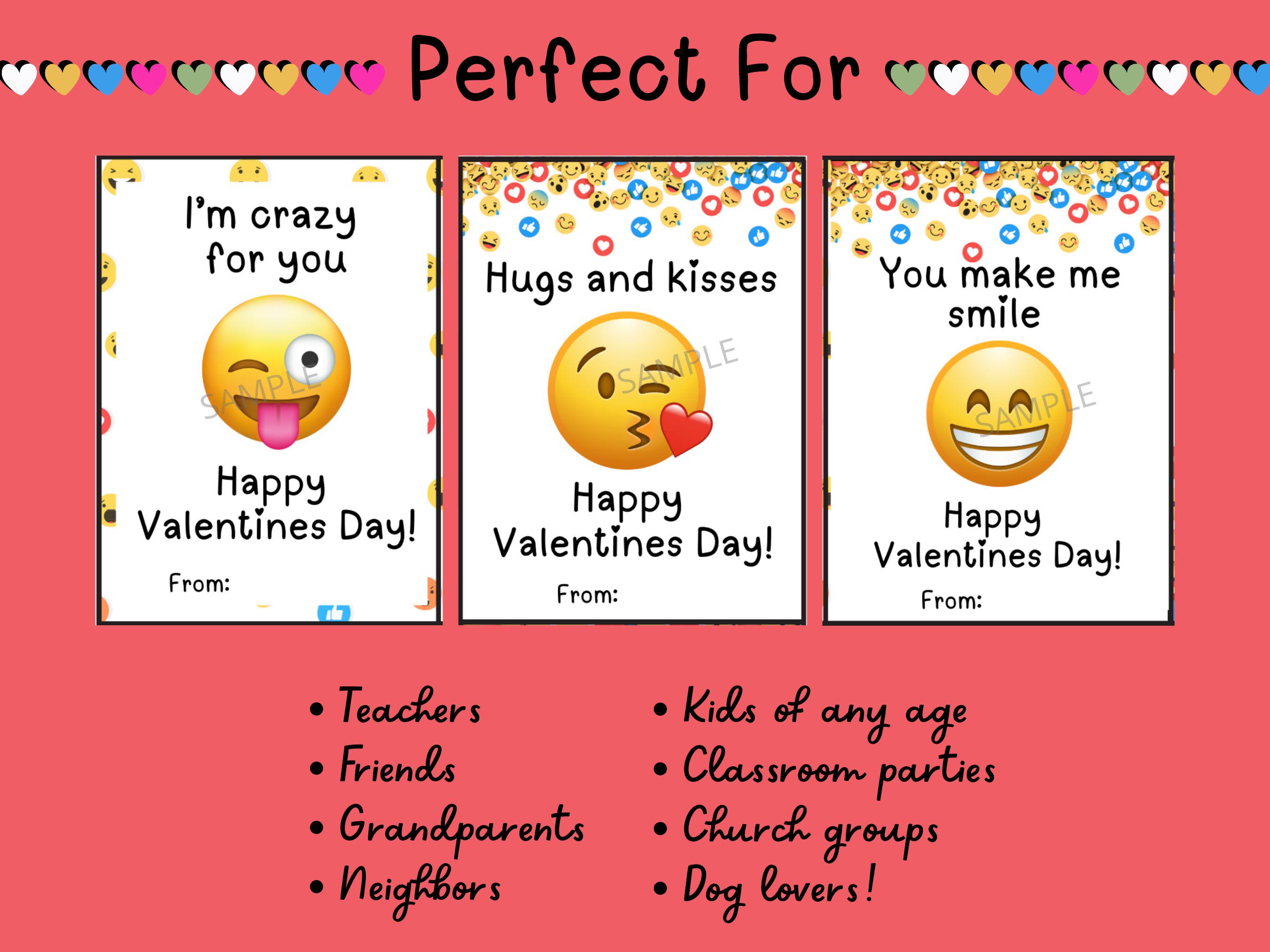 Printable Emoji Valentine Cards | Emoji Themed Valentines Day Card ...