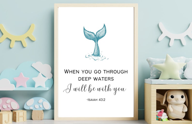 When You Go Through Deep Waters Ocean Nursery Wall Decor Printable ...