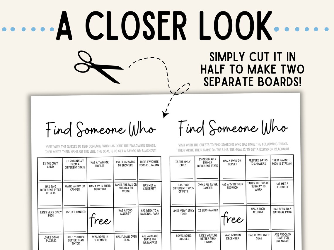 Icebreaker BINGO Find Someone Who Activity Getting to Know - Etsy