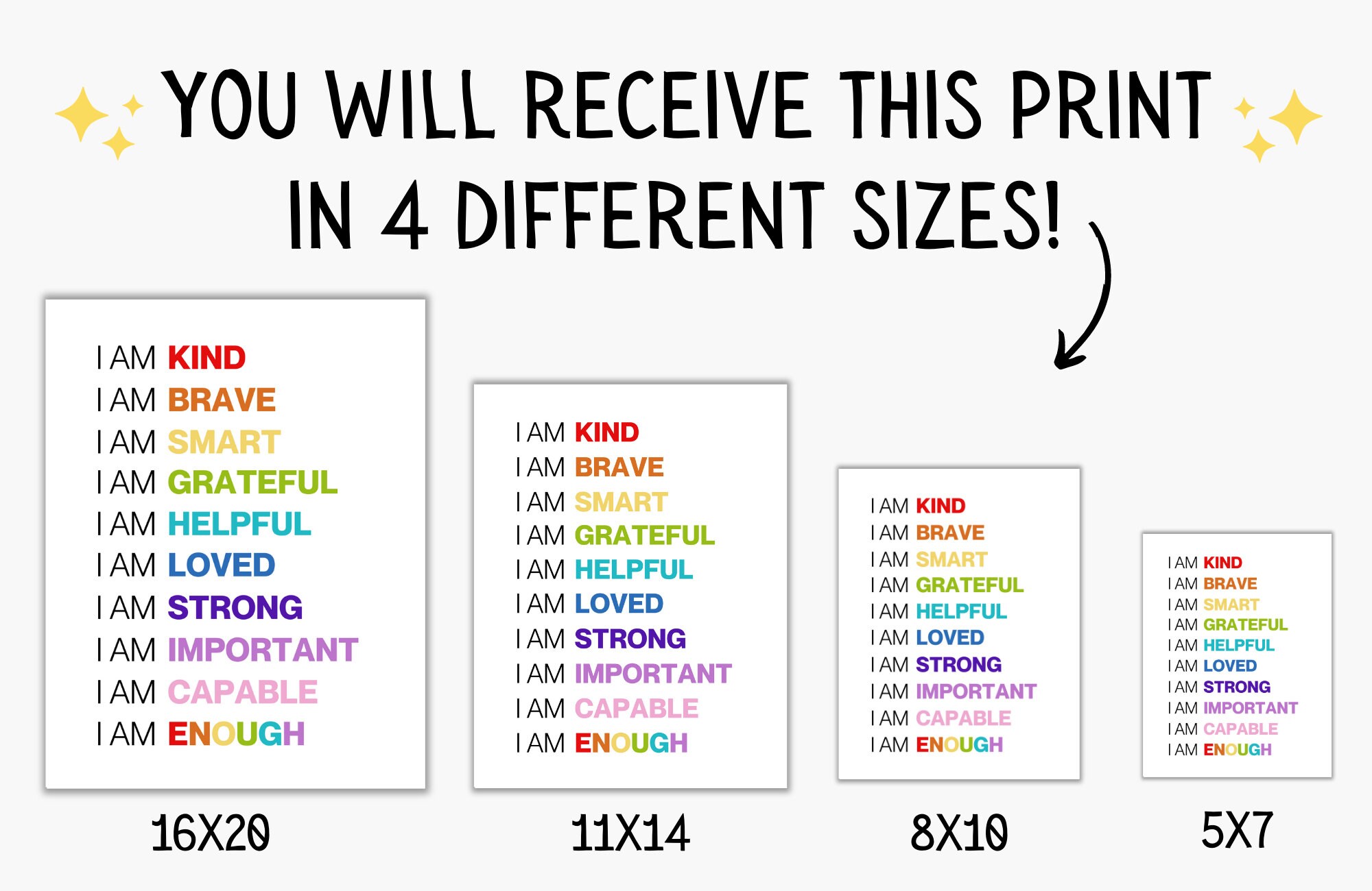 Positive Affirmations for Kids I Am Affirmations Poster Motivational ...