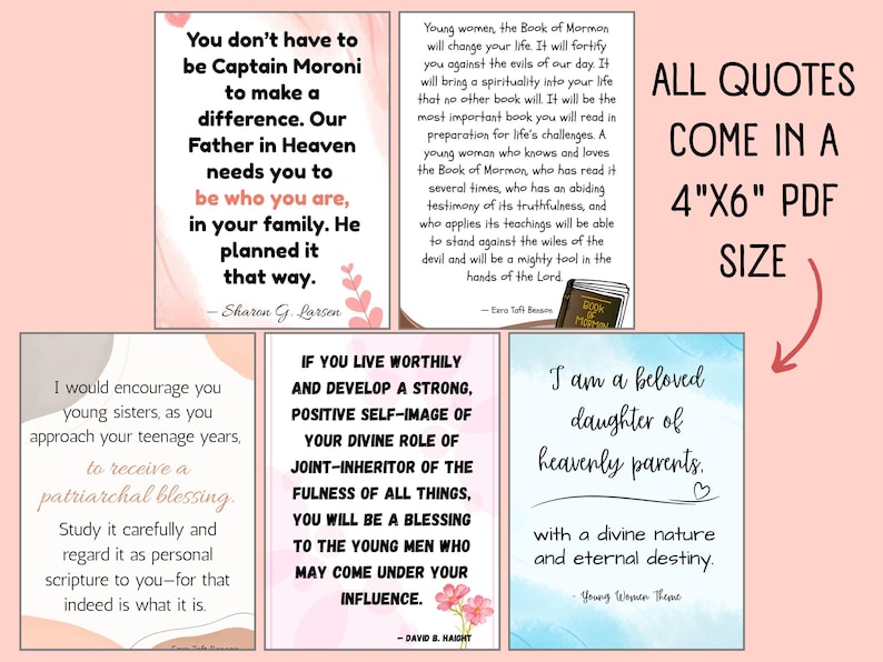 15 Printable LDS Young Women Quotes | LDS Quotes Instant Download ...