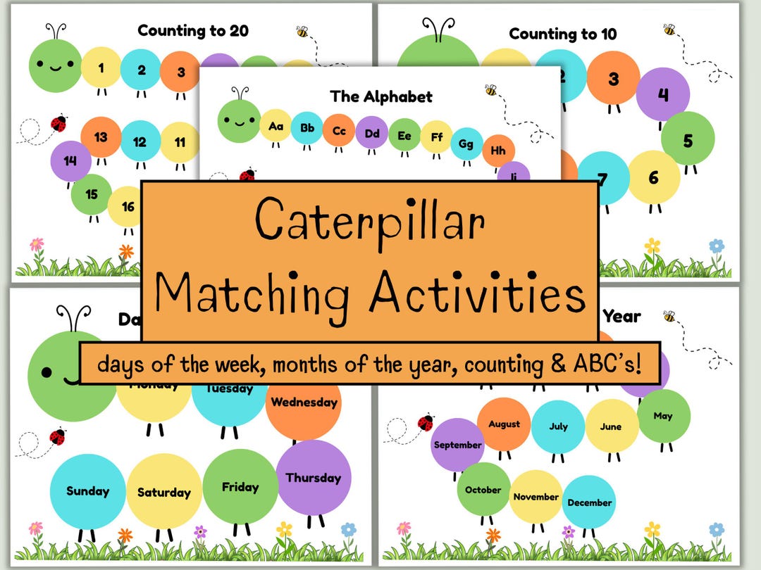 Caterpillar Matching Game for Kids | Printable Matching Game for ...