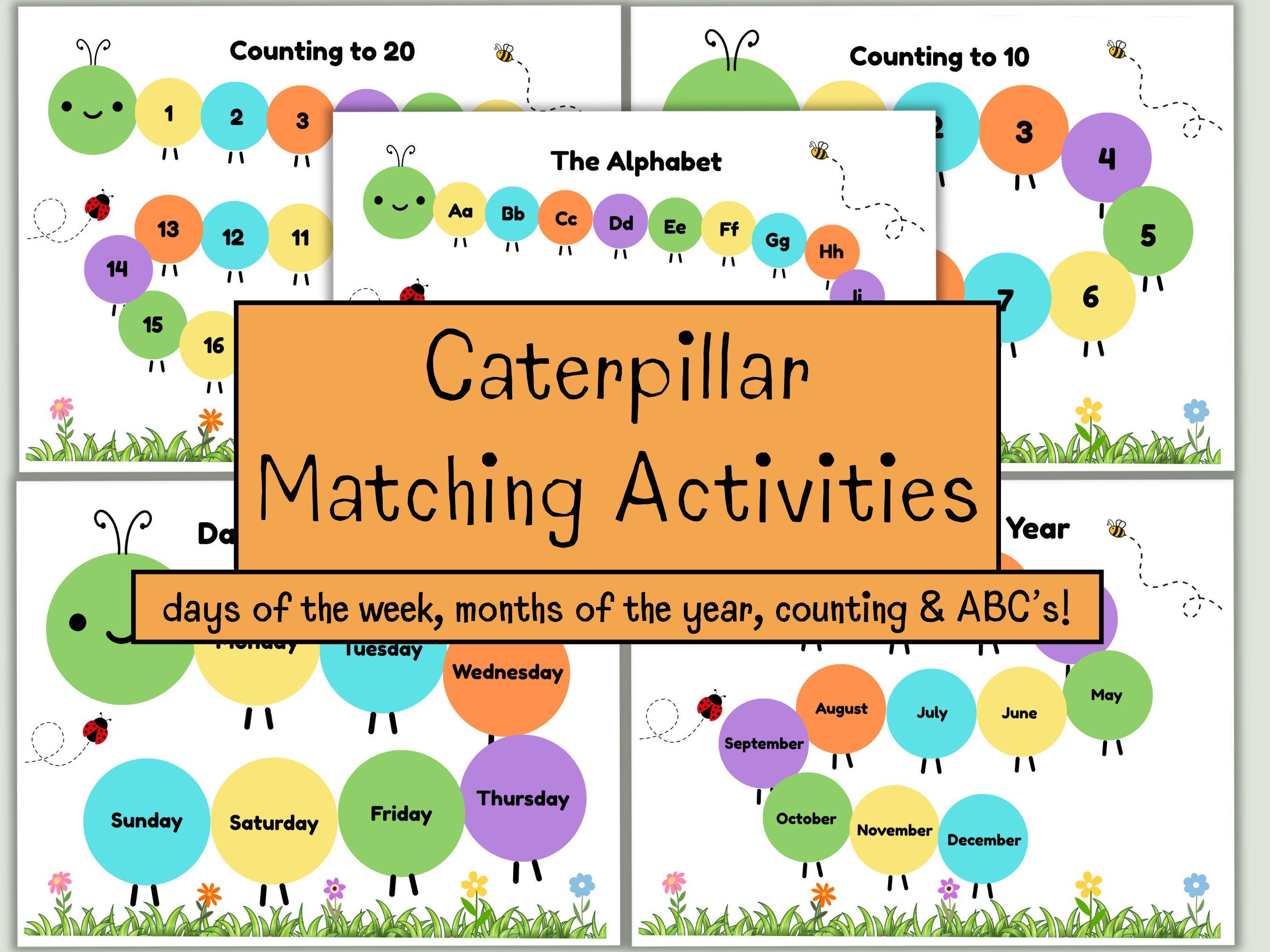 Caterpillar Matching Game for Kids | Printable Matching Game for ...