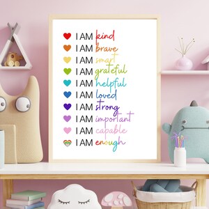 Positive Affirmations for Kids | I Am Affirmations Poster ...