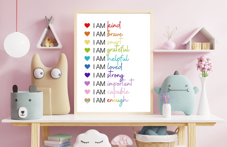 Positive Affirmations for Kids I Am Affirmations Poster Motivational ...