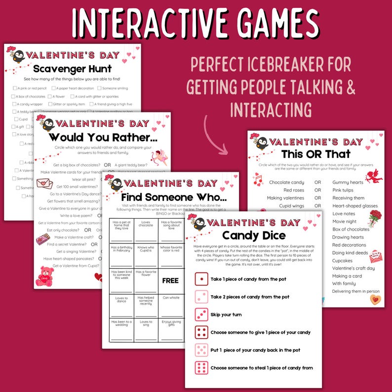 Printable Valentine’s Day Games Mega Pack • 30 Fun Party Games for Kids ...