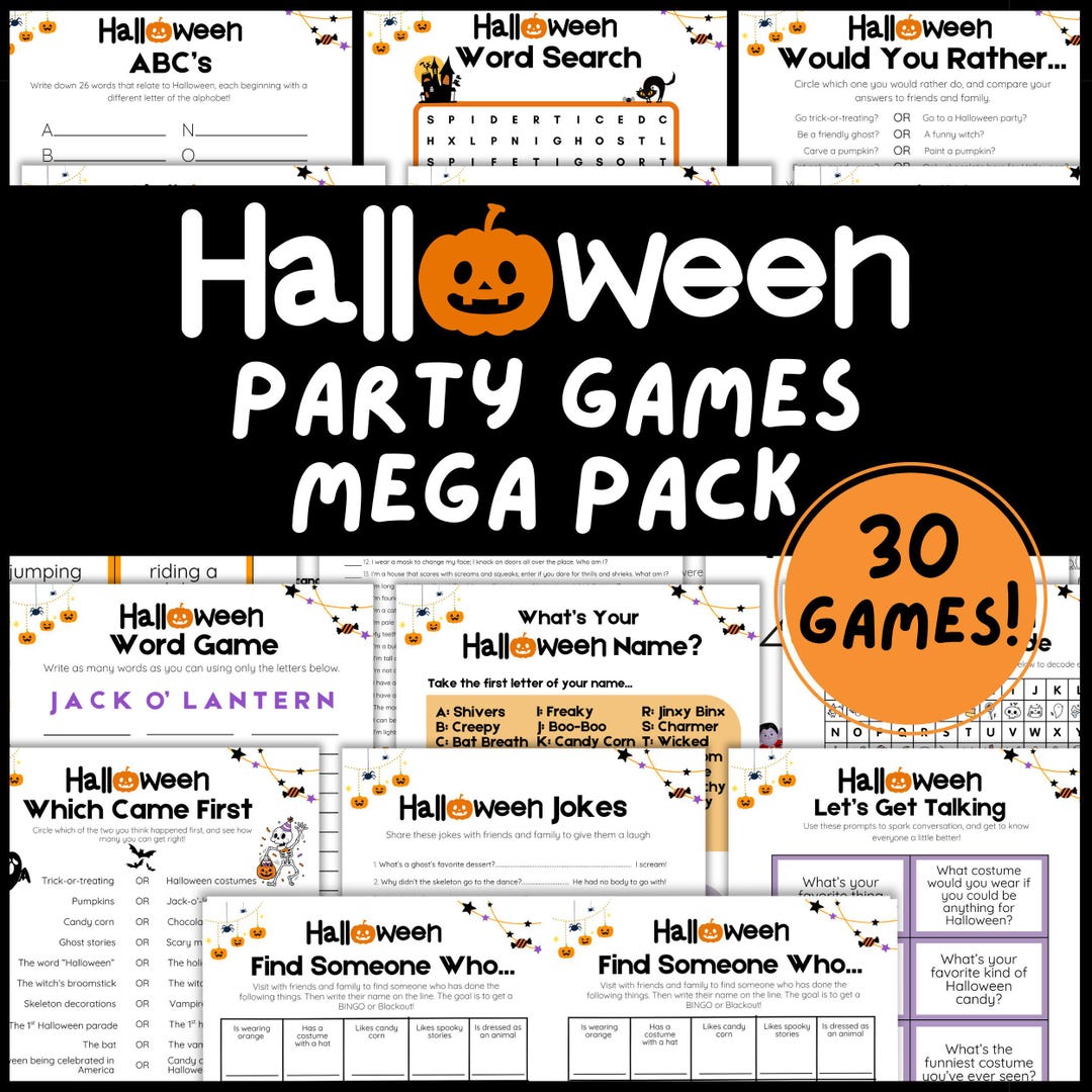 Printable Halloween Games Bundle | 30+ Party Games | MEGA Pack for the ...