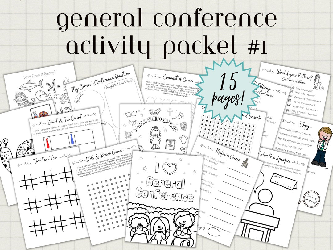 General Conference Packet for Kids | Latter Day Saints Activity Sheets ...