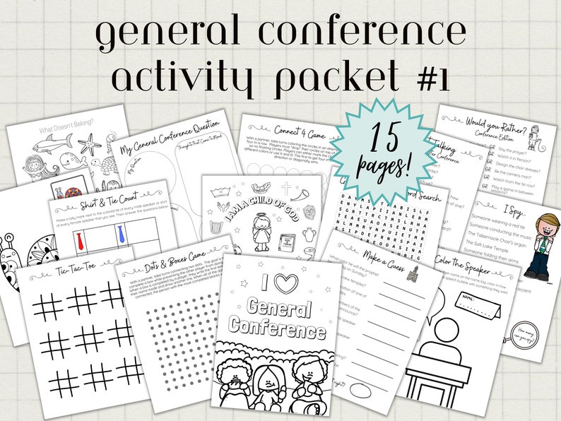 General Conference Packet for Kids | Latter Day Saints Activity Sheets ...