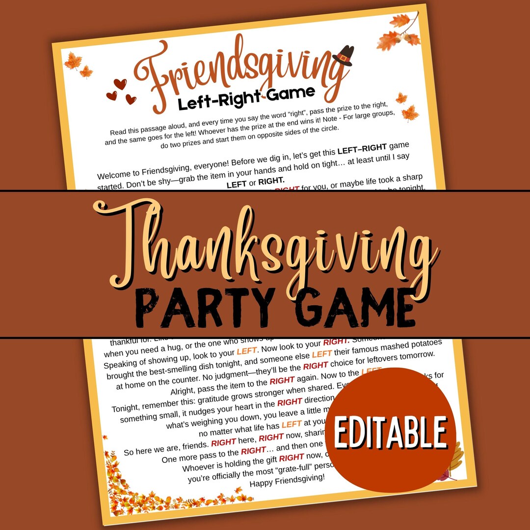 Printable Thanksgiving Left Right Game | Funny Party Game ...