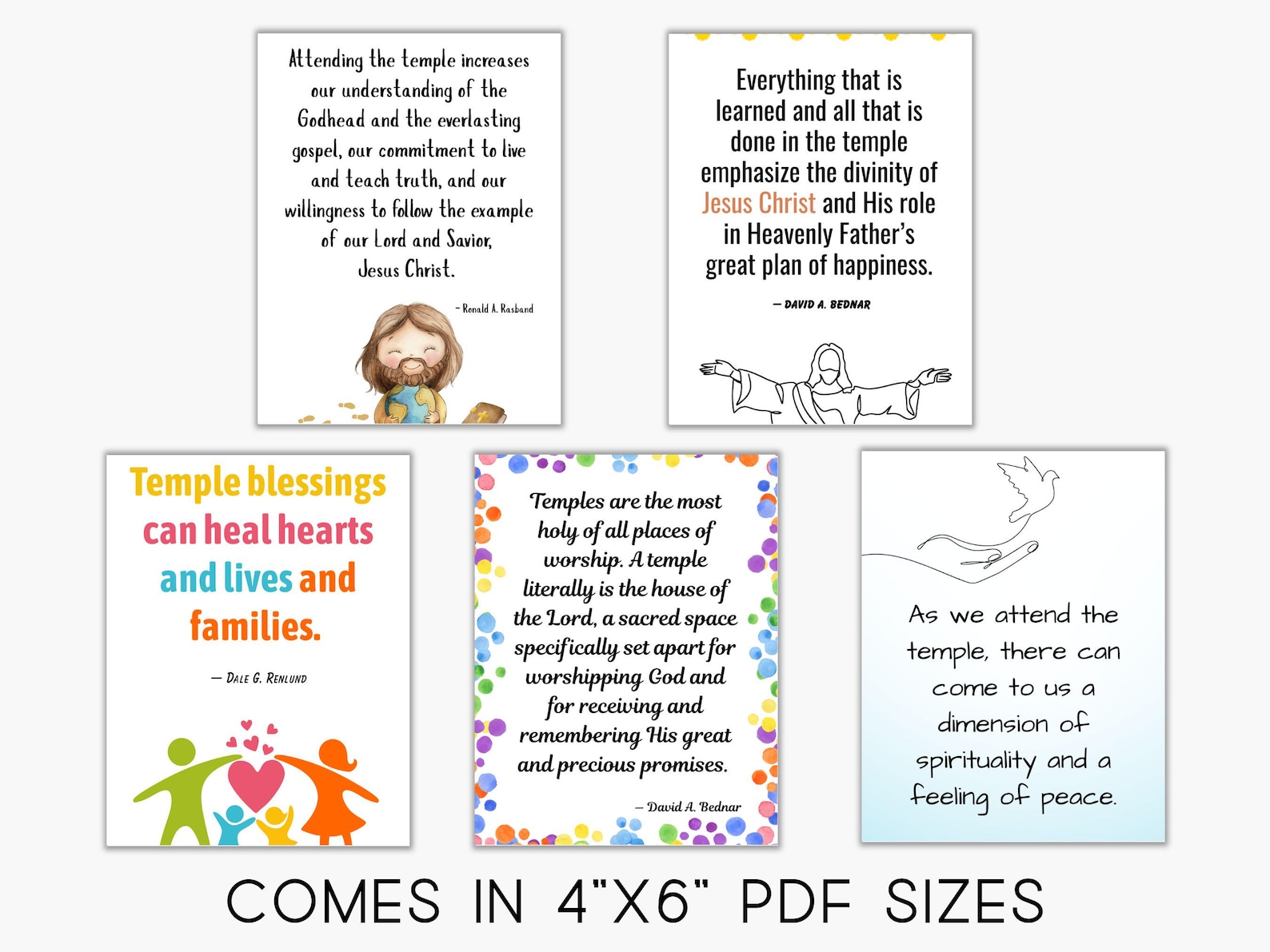 Printable LDS Temple Quote Cards | Set of 15 Inspirational Quotes About ...