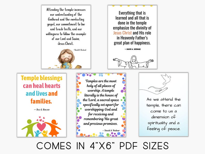 Printable LDS Temple Quote Cards | Set of 15 Inspirational Quotes About ...