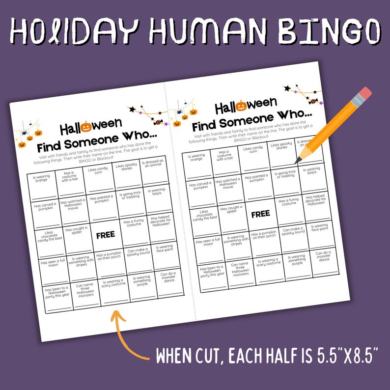 Printable Halloween “find Someone Who” Bingo Game | Kids Halloween ...