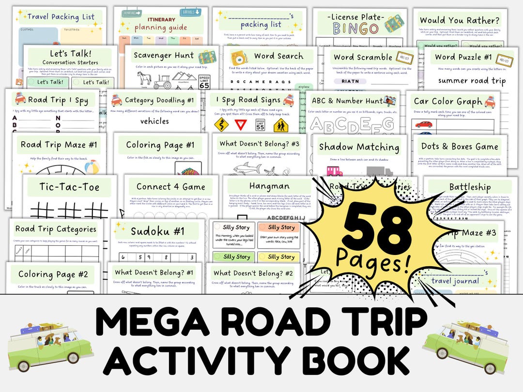 Printable Road Trip Activity | Travel Kid Games Bundle | Printable ...