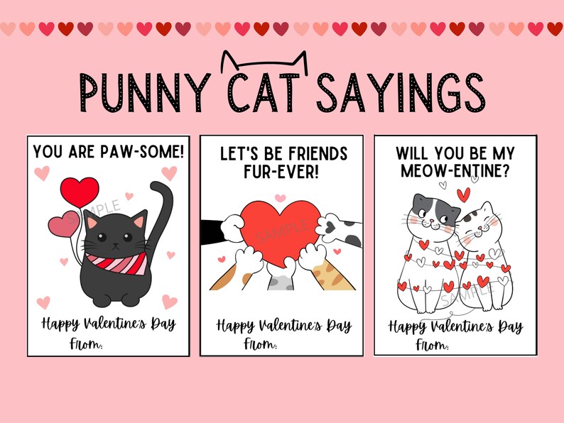 Cute Cat Valentines Day Cards | Printable Cat Valentines for Kids ...