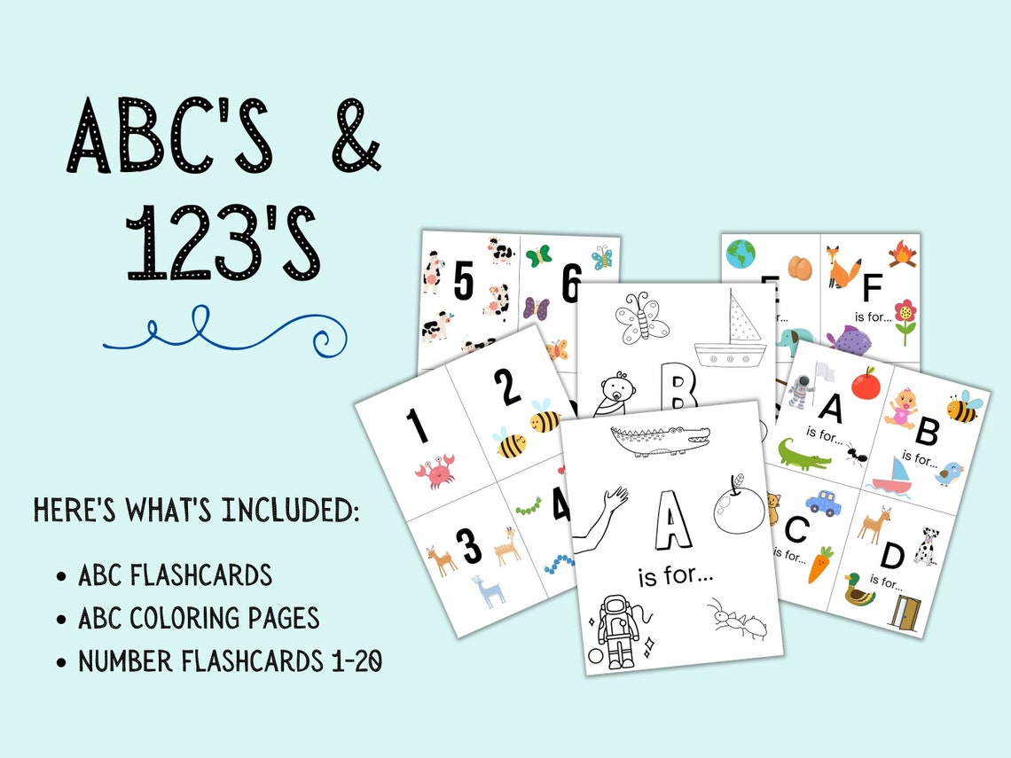 ABC Flashcards & Coloring Pages Alphabet Flashcards for Kids - Etsy