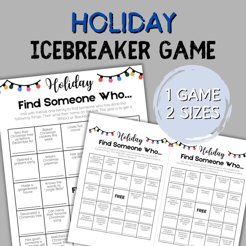 Printable Holiday Find Someone Who Game | Human Bingo for Kids ...