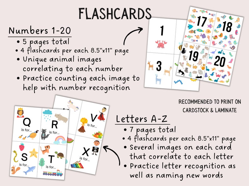 ABC Flashcards & Coloring Pages Alphabet Flashcards for Kids Number ...