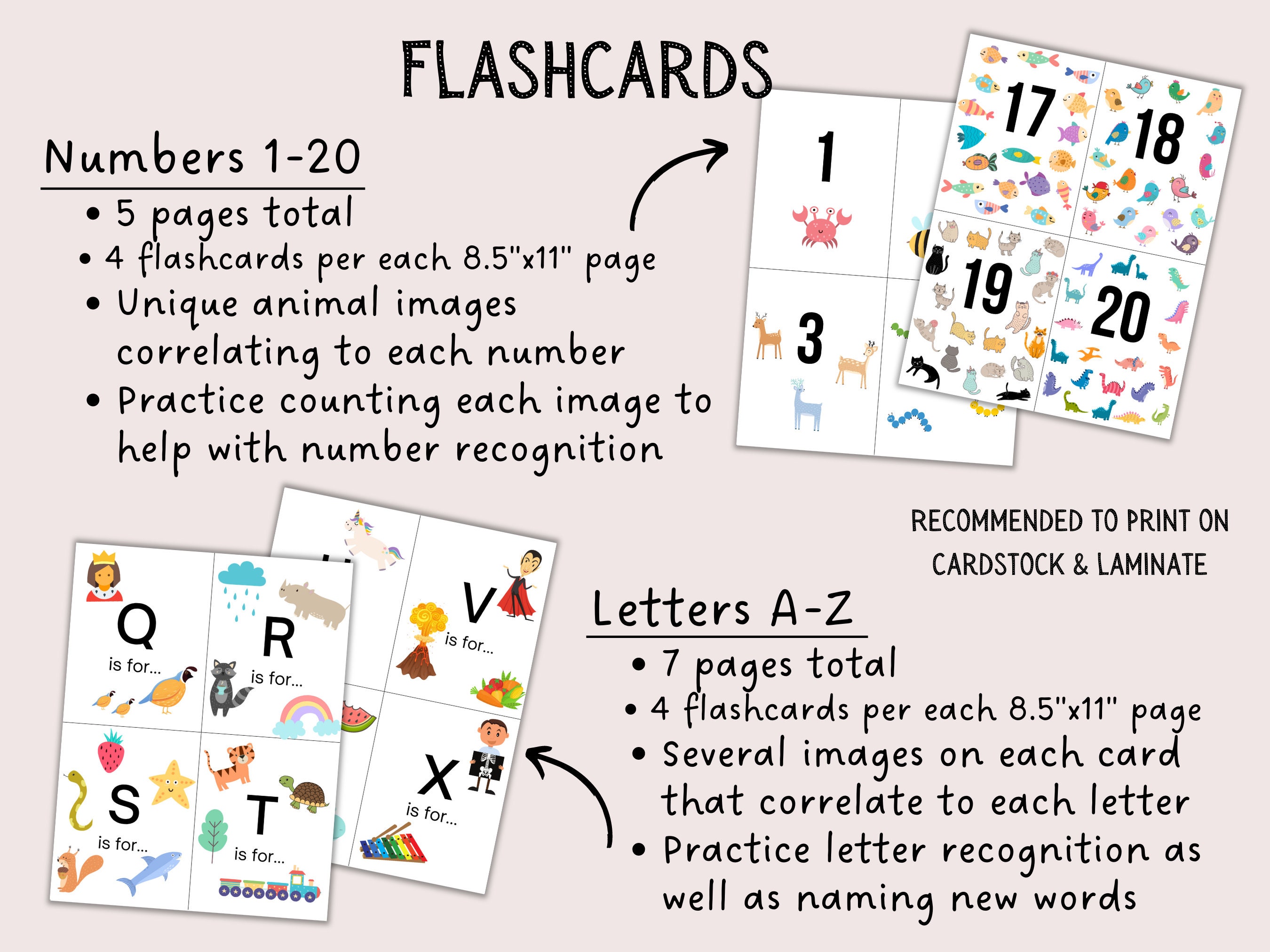 ABC Flashcards & Coloring Pages Alphabet Flashcards for Kids Number ...