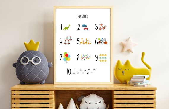 Numbers Poster Printable Digital Download Numbers Chart | Etsy